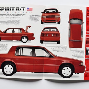 Spec Sheet Dodge Spirit R/T (1991-1992) (car Photo Stat Info Specs ...