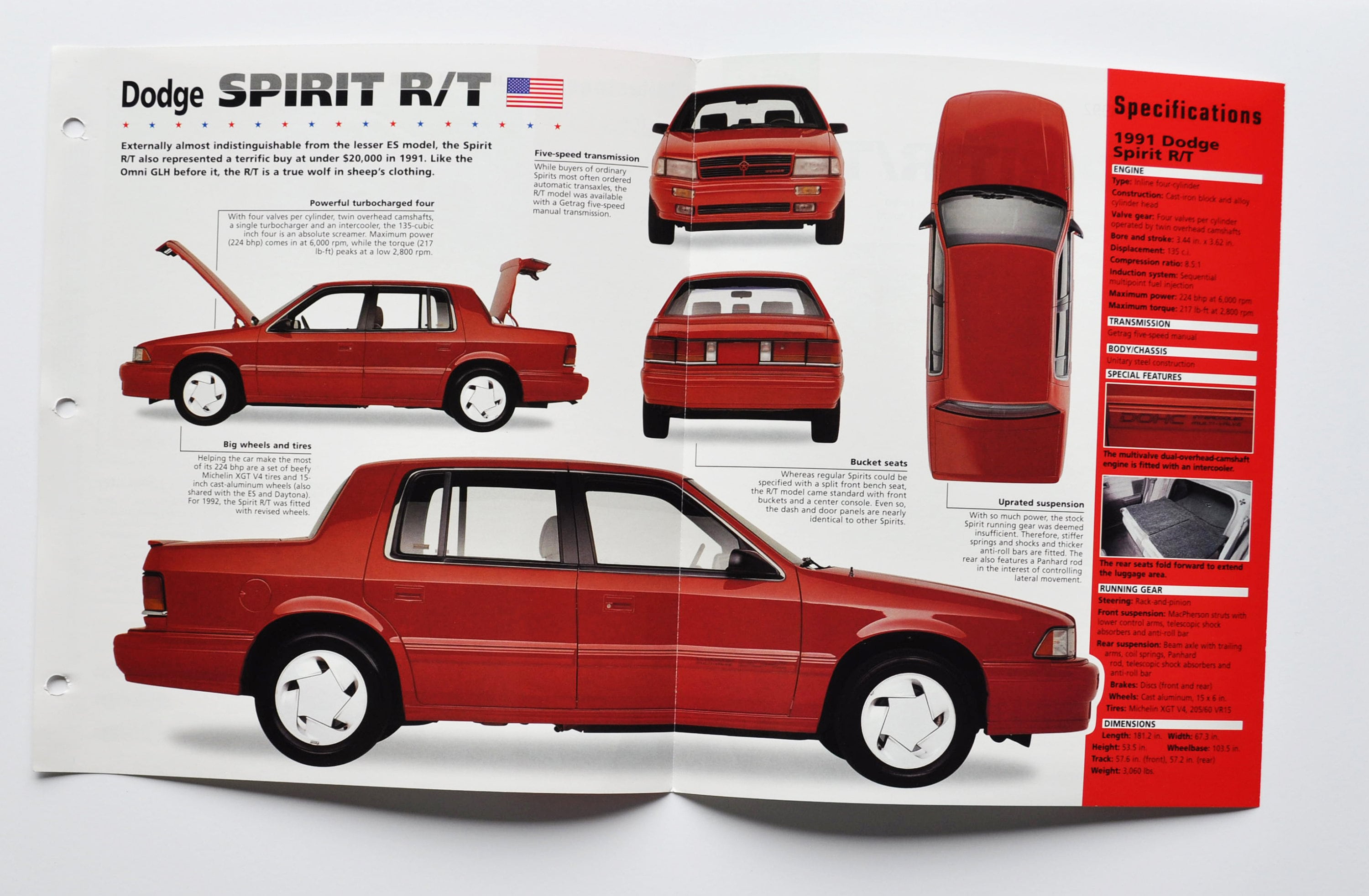 Hoja de especificaciones Dodge Spirit R / T (1991-1992) (estadística de ...