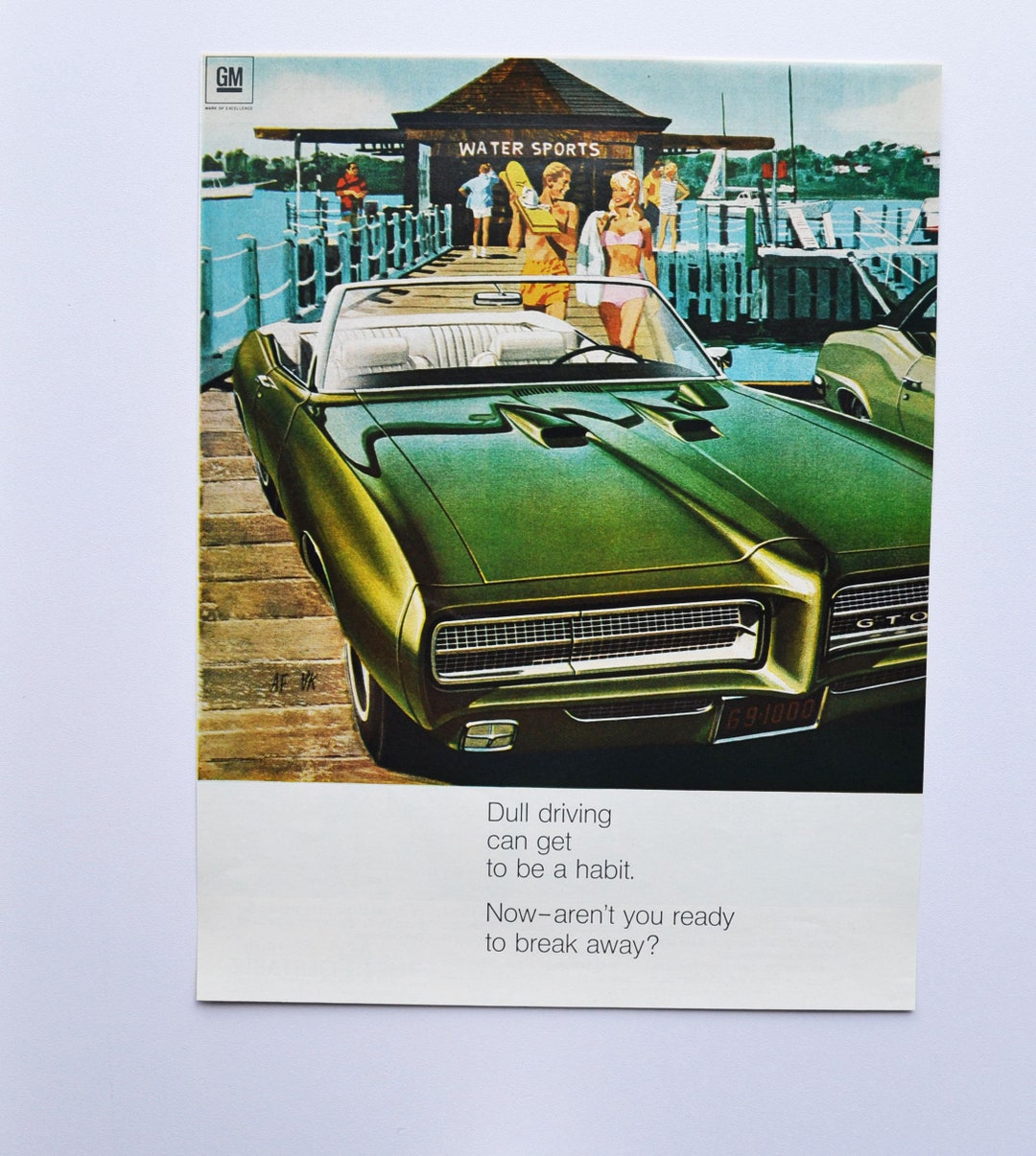 Large Car Ad 1968 Pontiac GTO (GM General Motors Company Classic Old ...