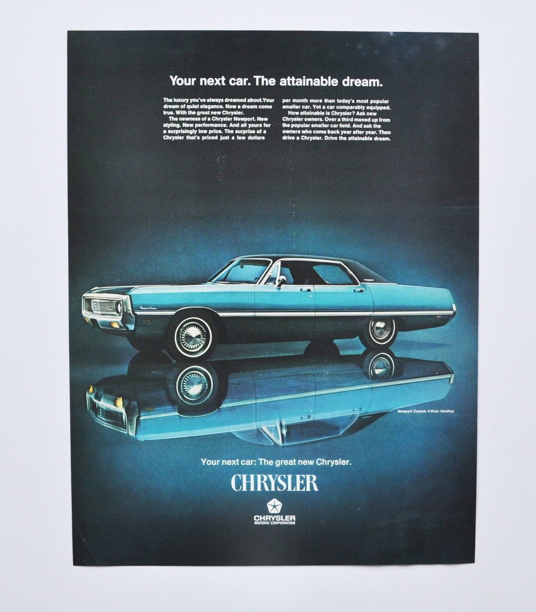 Large Car Ad 1969 Chrysler Newport Custom Hardtop (motor Company ...