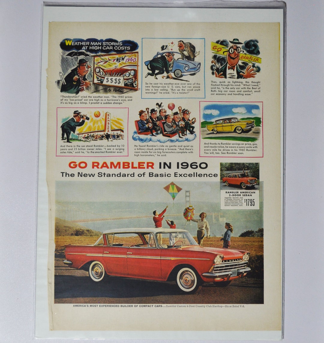 Large Car Ad 1960 AMC Rambler Custom 4-door Country Club Hardtop ...