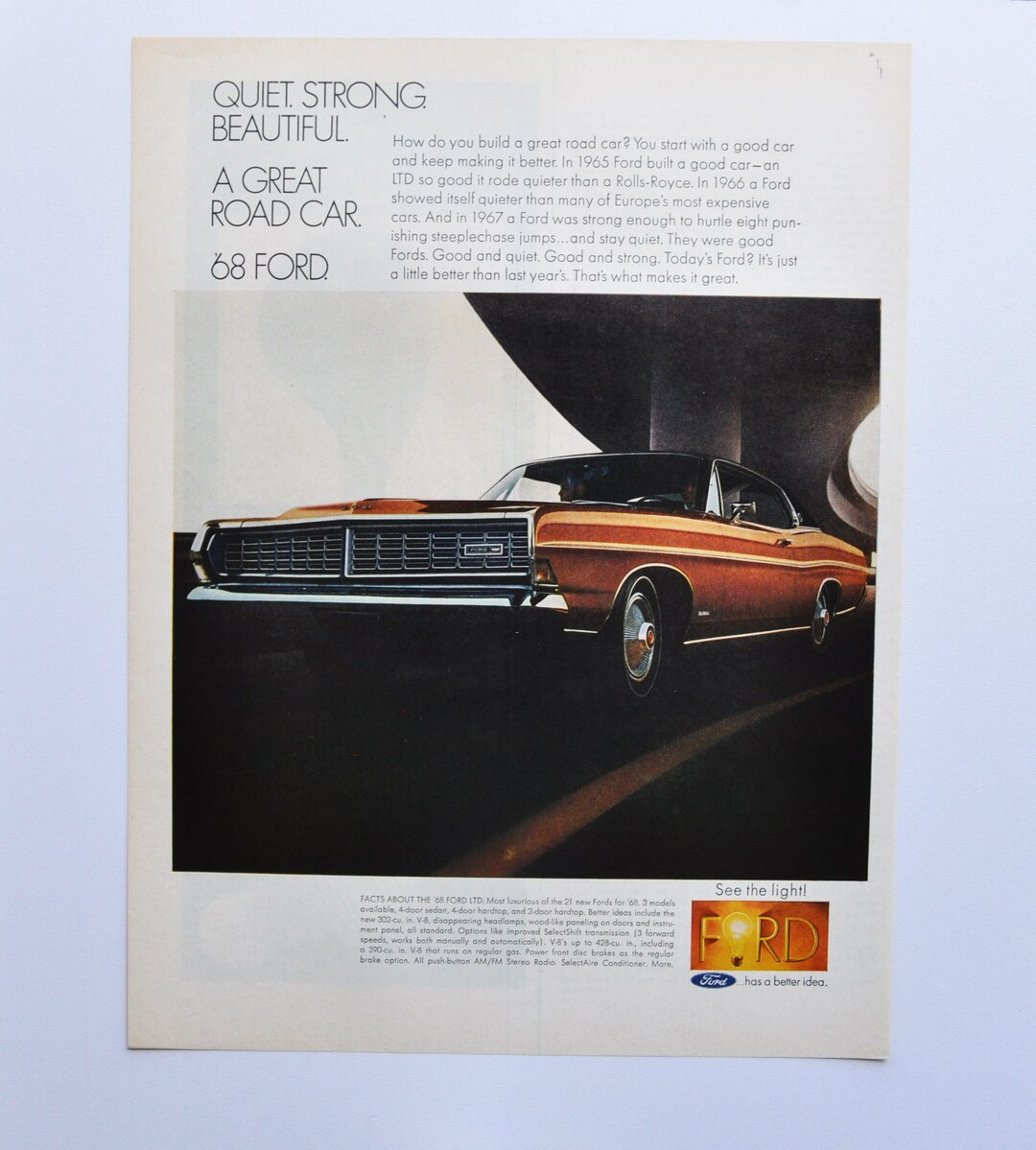 Car Ad 1968 Ford LTD ford Motor Car Classic Old Photo Advertisement ...