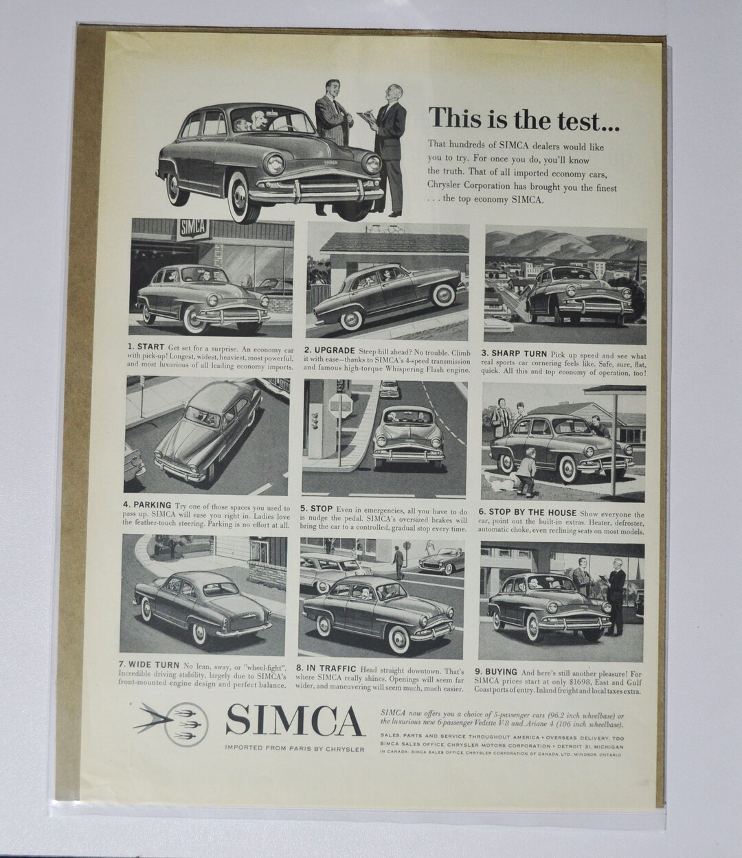 Large Car Ad 1960's Simca (motor Company Classic Old Photo ...