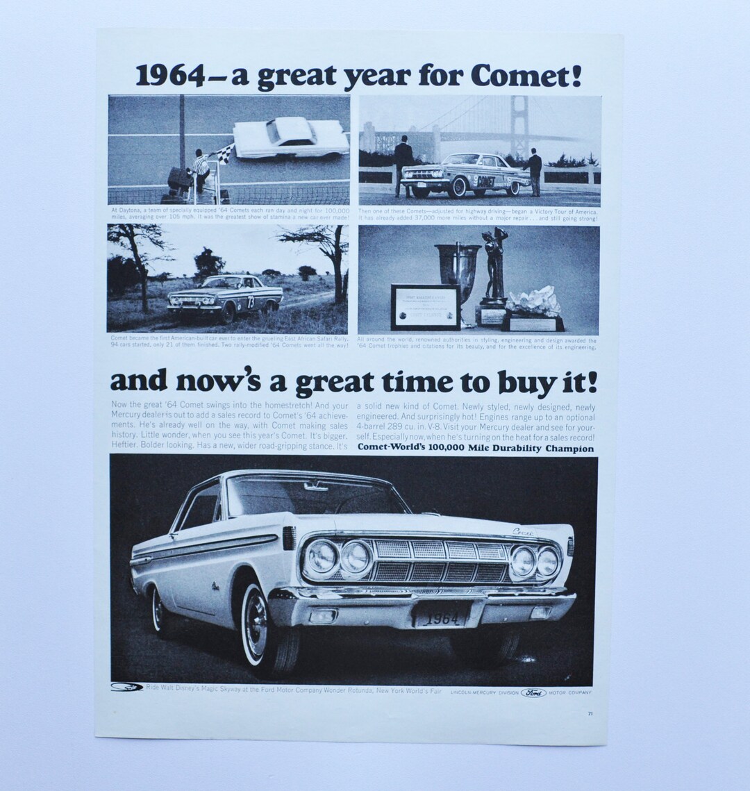 Large Car Ad 1964 Mercury Comet (ford Motor Company Classic Old Photo ...