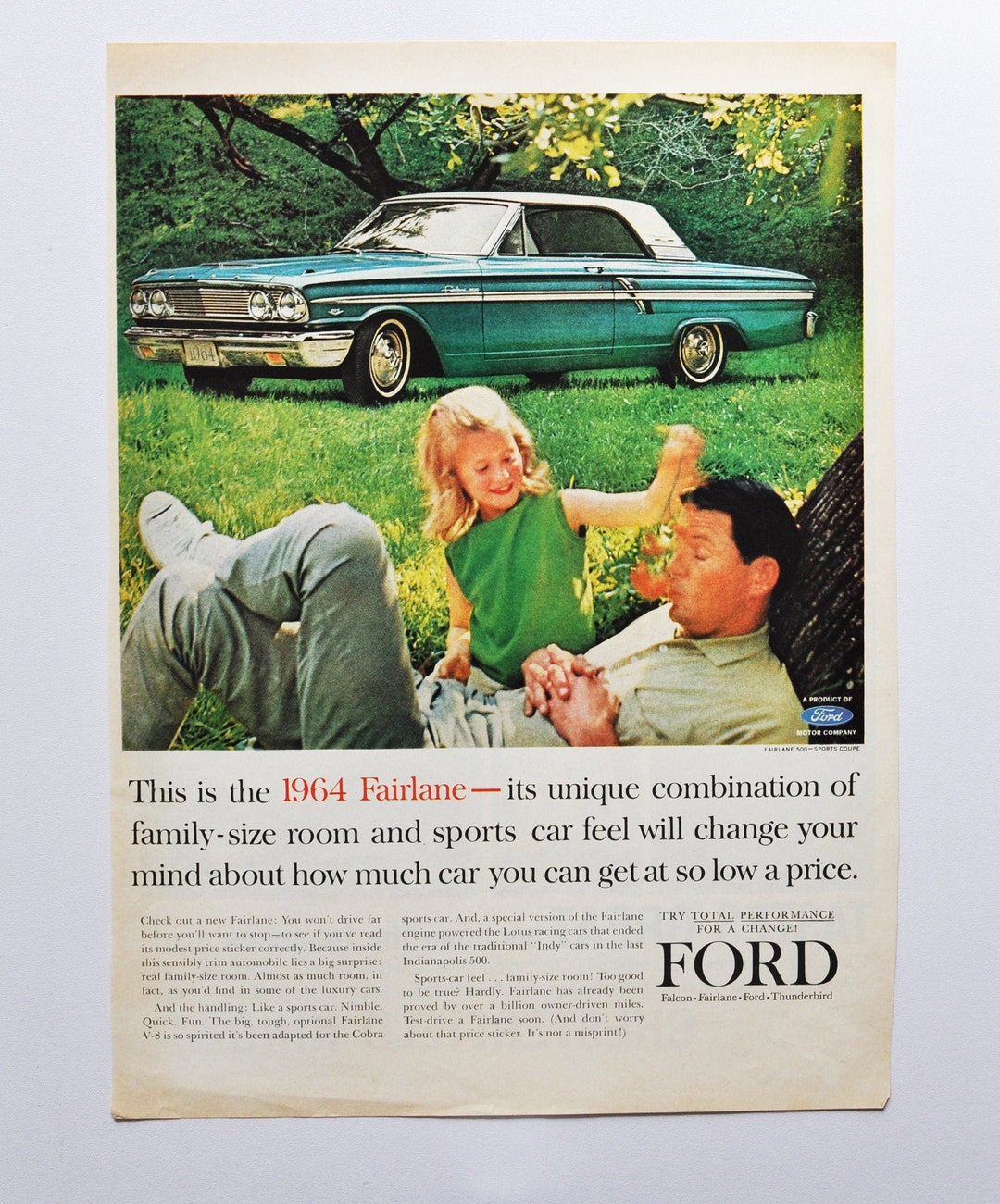 Large Car Ad 1964 Ford Fairlane 500 (motor Company Classic Old Photo ...
