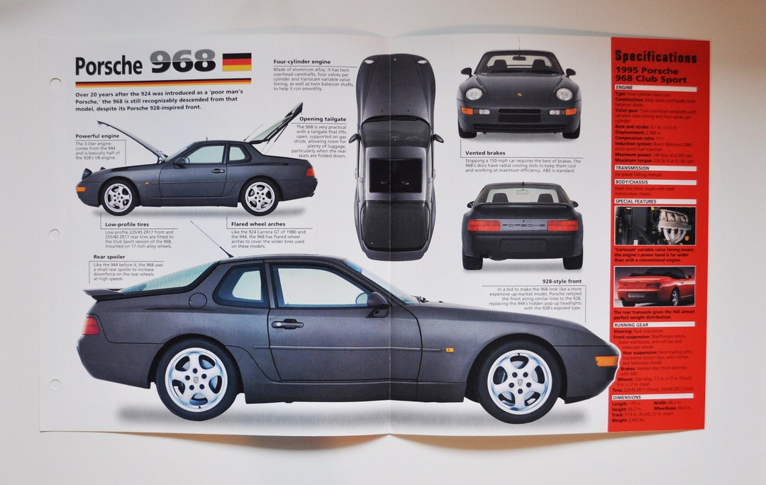 Spec Sheet Porsche 968 (1991-1995) (car Photo Stats Info Specs Brochure ...