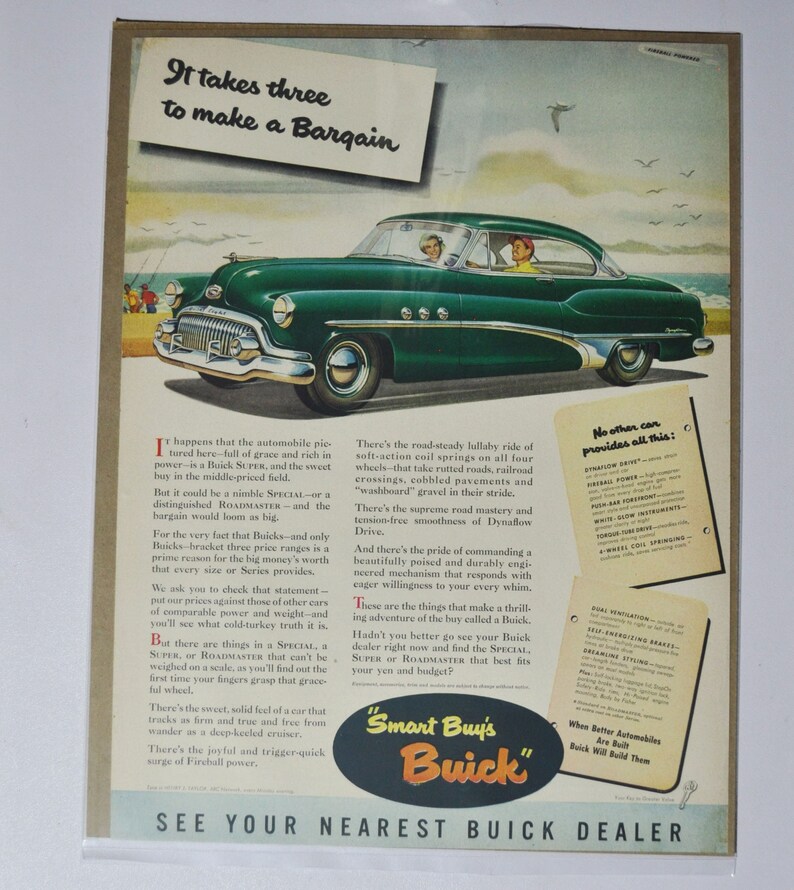 Large Car Ad 1950s? Buick Roadmaster (general Motors Company GM Old ...