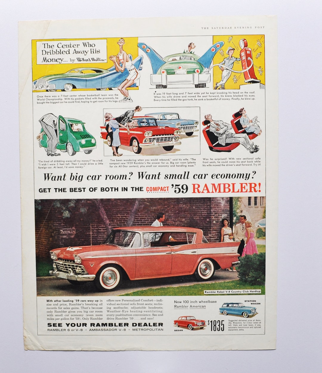 Large Car Ad 1959 Rambler (american Motors Classic Old Photo ...