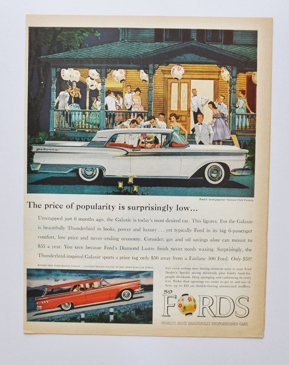 Large Car Ad 1959 Ford motor Company Classic Old Photo - Etsy