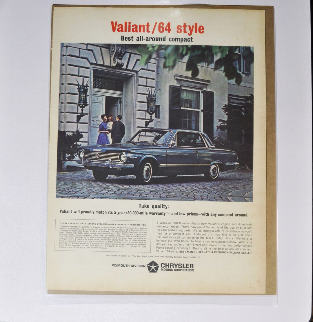 Large Car Ad 1964 Plymouth Valiant (motor Company Classic Old Photo ...