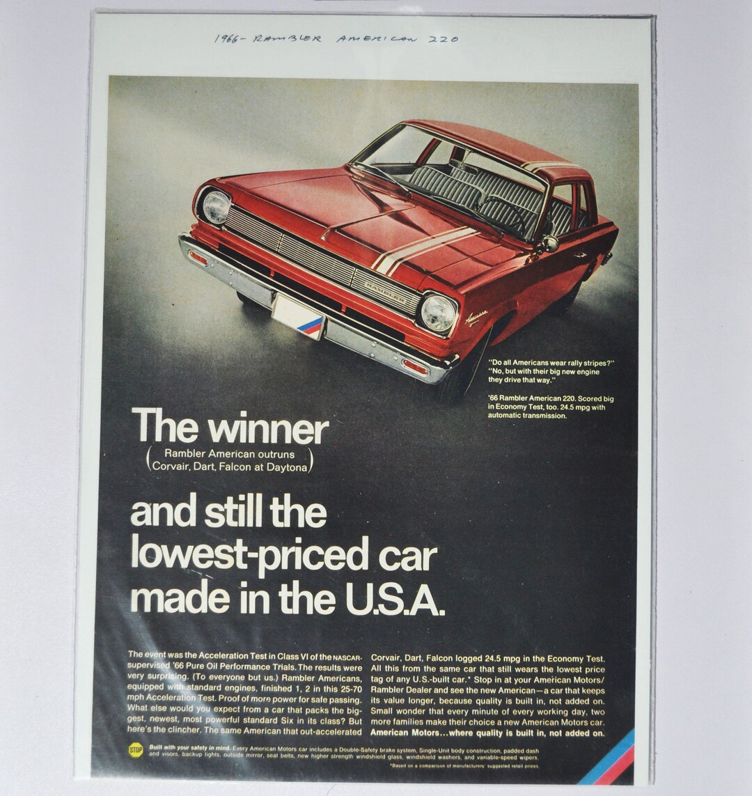 Large Car Ad 1966 AMC Rambler American 220 (american Motors Company ...