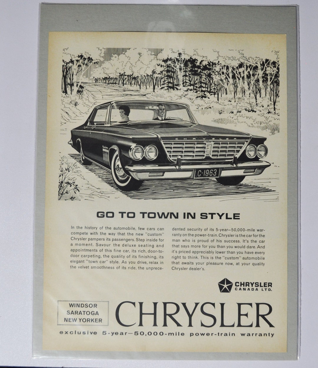 Large Car Ad 1963 Chrysler New Yorker (motor Company Classic Old Photo ...