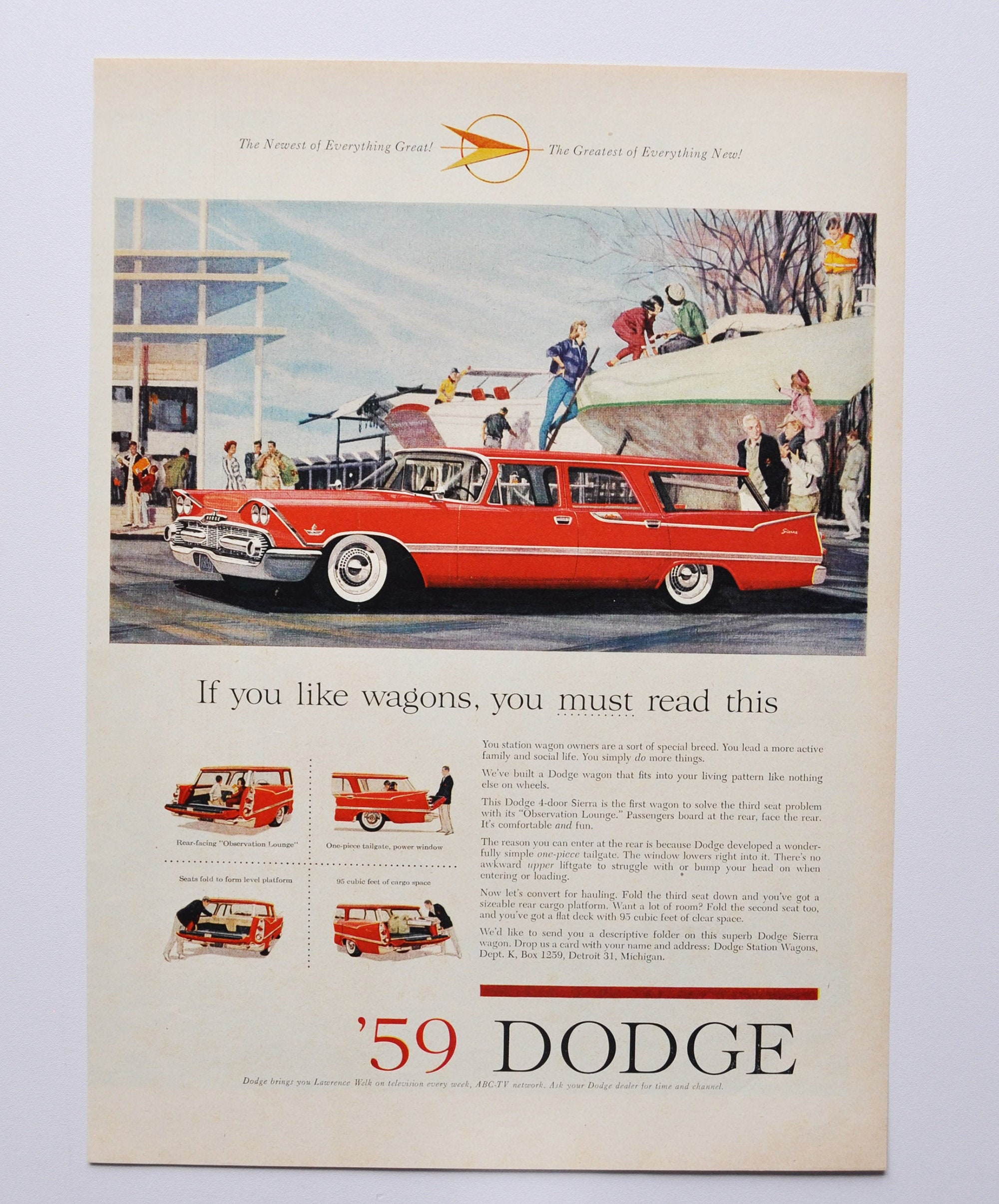 Large Car Ad 1959 Dodge Sierra (motor Company Classic Old Photo ...