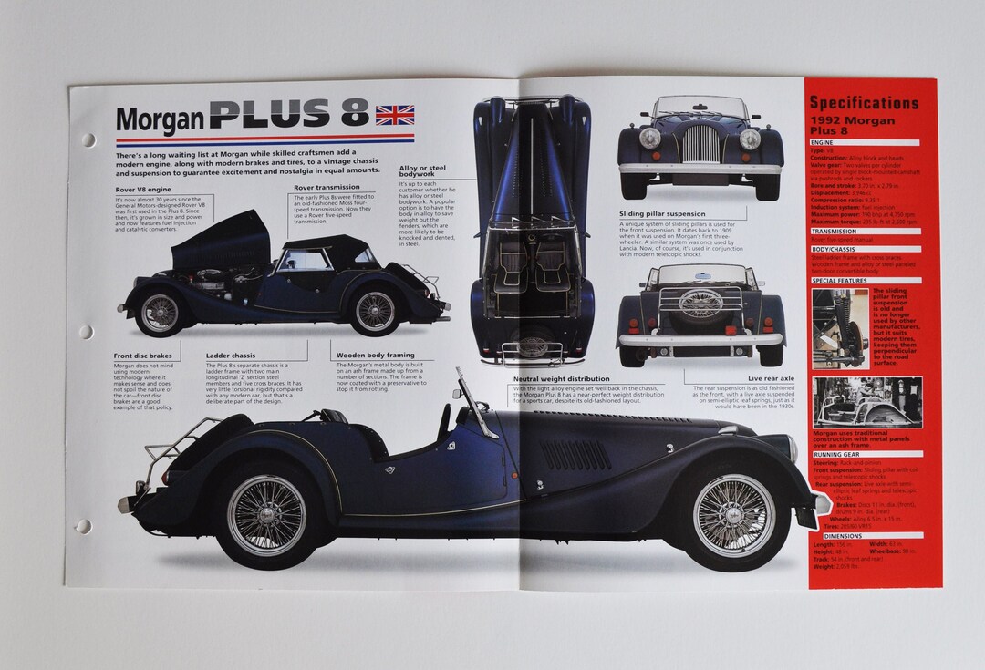 Spec Sheet Morgan Plus 8 Eight (1968-PRESENT) (car Photo Stat Info ...