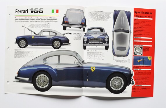 Spec Sheet Ferrari 166 1948-1953 car Photo Stat Info Specs | Etsy