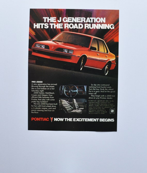 Car Ad 1982 Pontiac J2000 general Motors Company Gm Old | Etsy