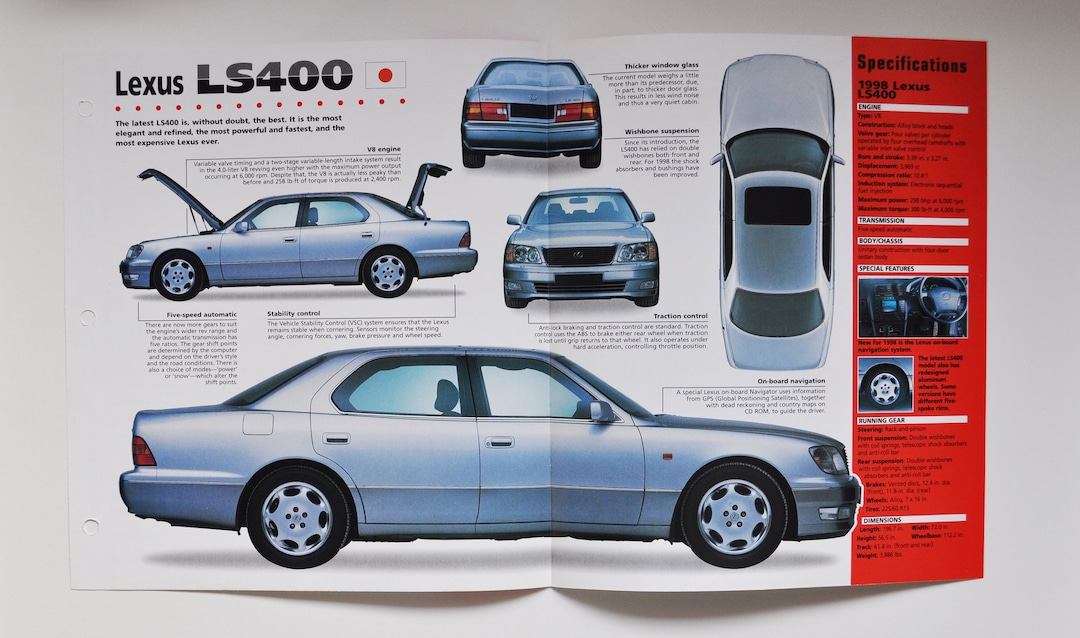 Spec Sheet Lexus LS400 (1990-PRESENT) (car Photo Stat Info Specs ...