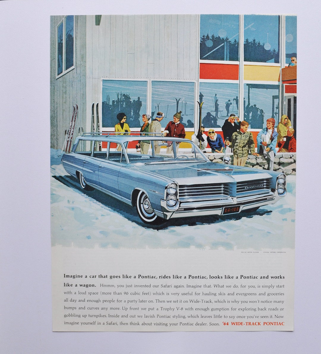 Large Car Ad 1964 Pontiac Bonneville (GM General Motors Company Classic ...
