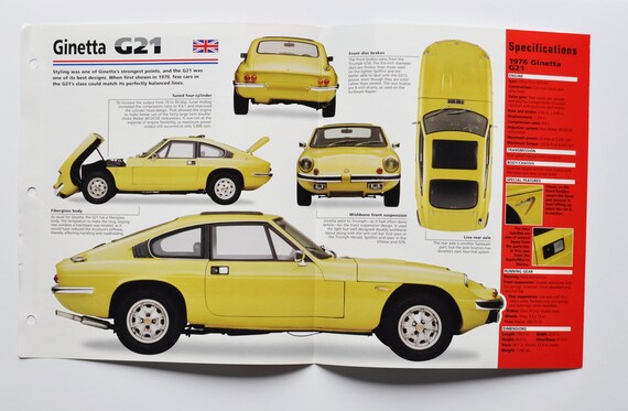 Spec Sheet Ginetta G21 1973-1978 car Photo Stat Info Specs - Etsy