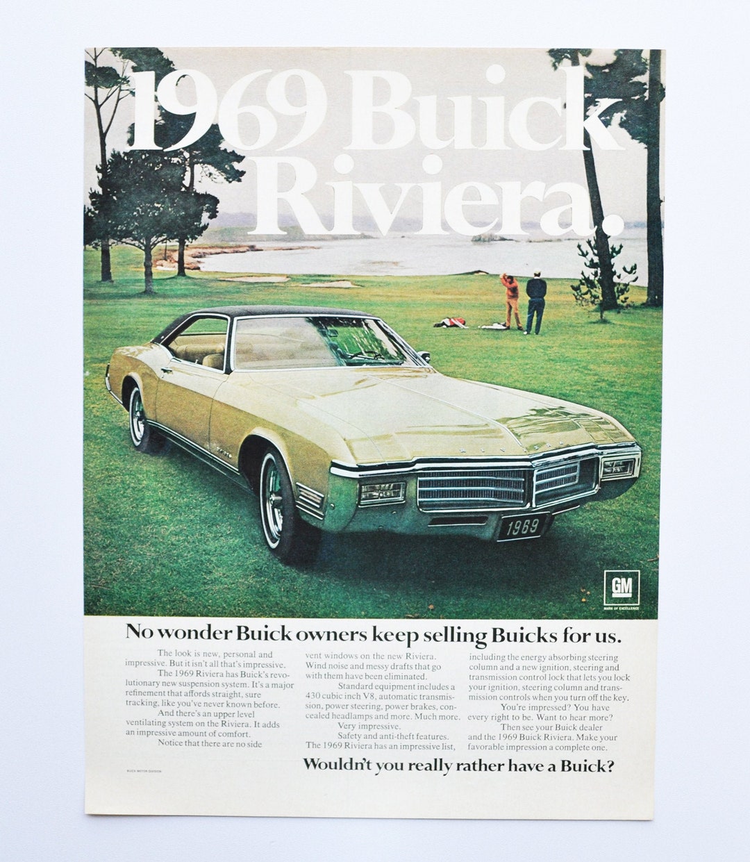 Large Car Ad 1969 Buick Riviera (general Motors Company GM Old Classic ...