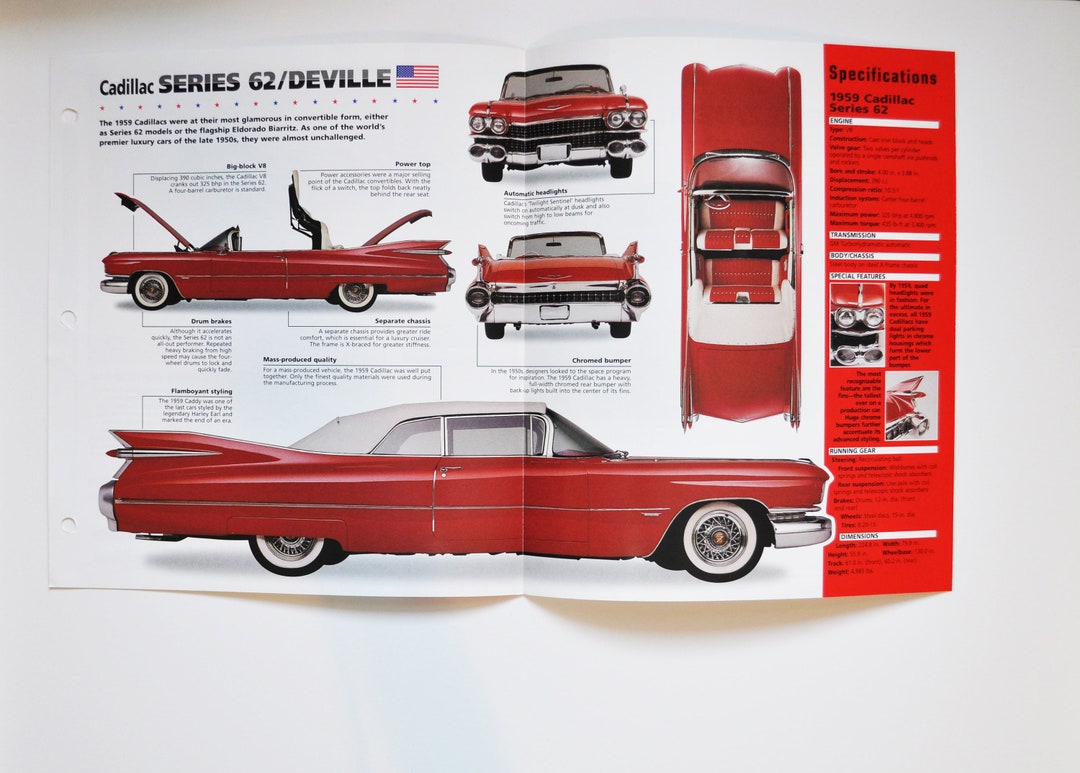 Spec Sheet Cadillac Series 62 Deville (1959) (car, Photo, Stat Info ...