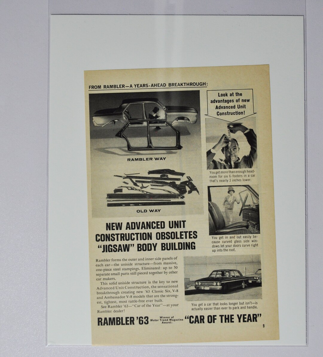 Car Ad 1963 AMC Rambler (american Motors Company Classic Old Photo ...