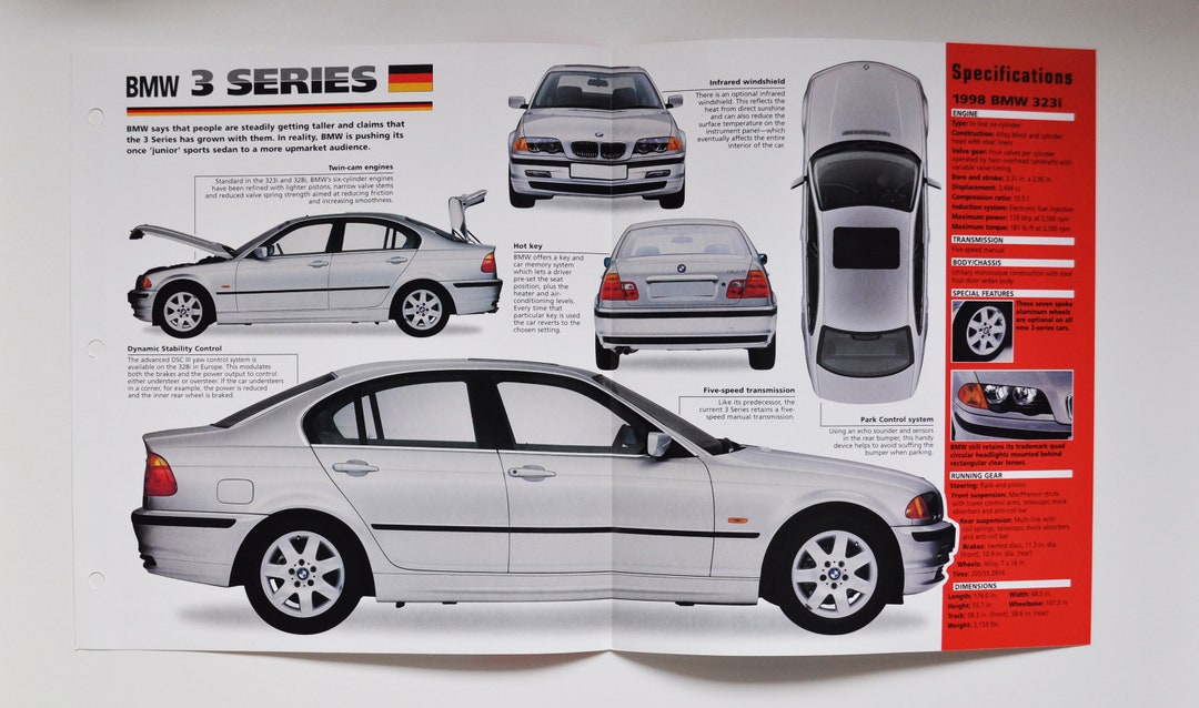 Spec Sheet BMW 3 Series (1998-PRESENT) (car Photo Stat Info Specs ...