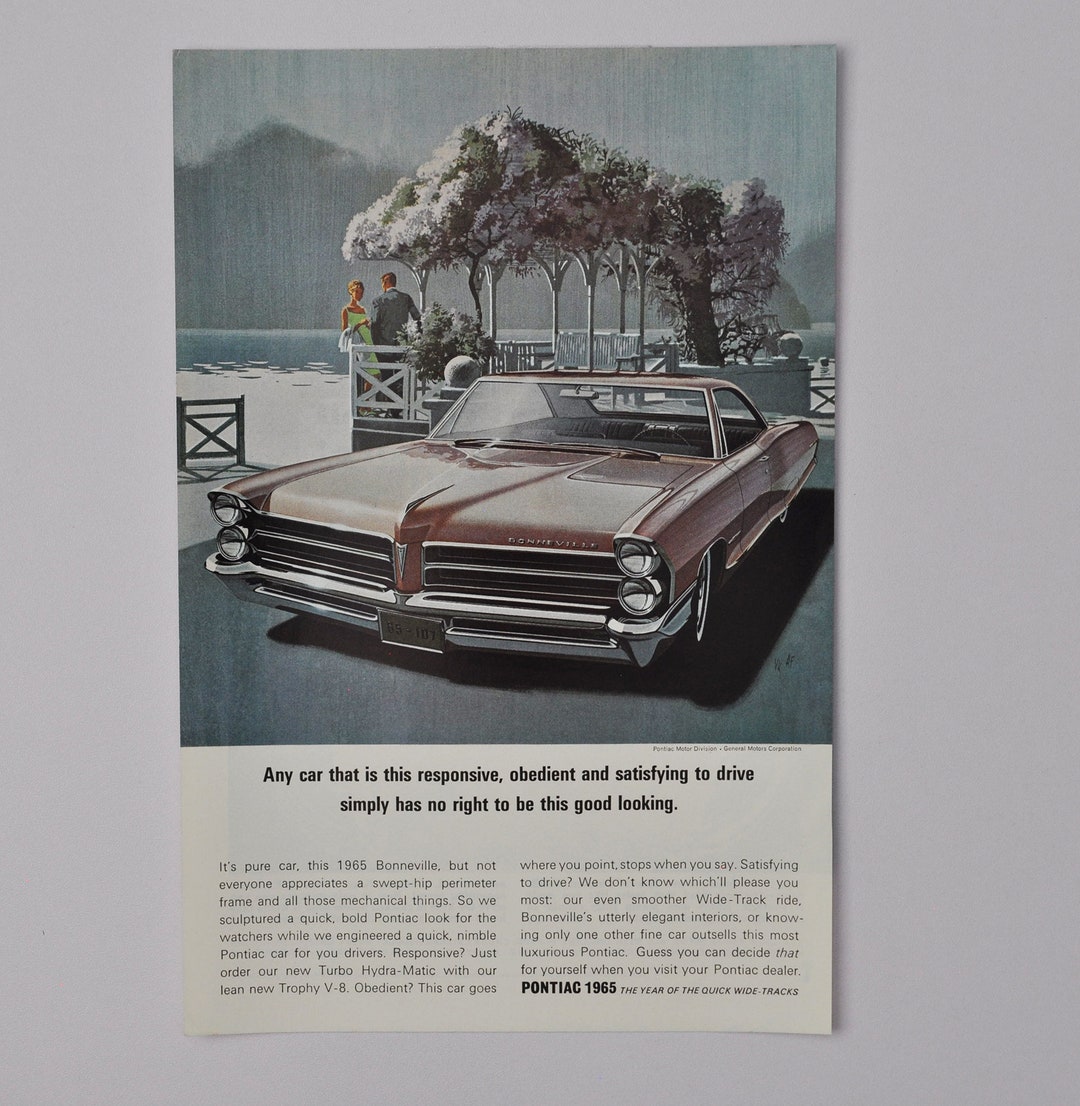 Car Ad 1965 Pontiac Bonneville (wide-track Motor General Motors ...