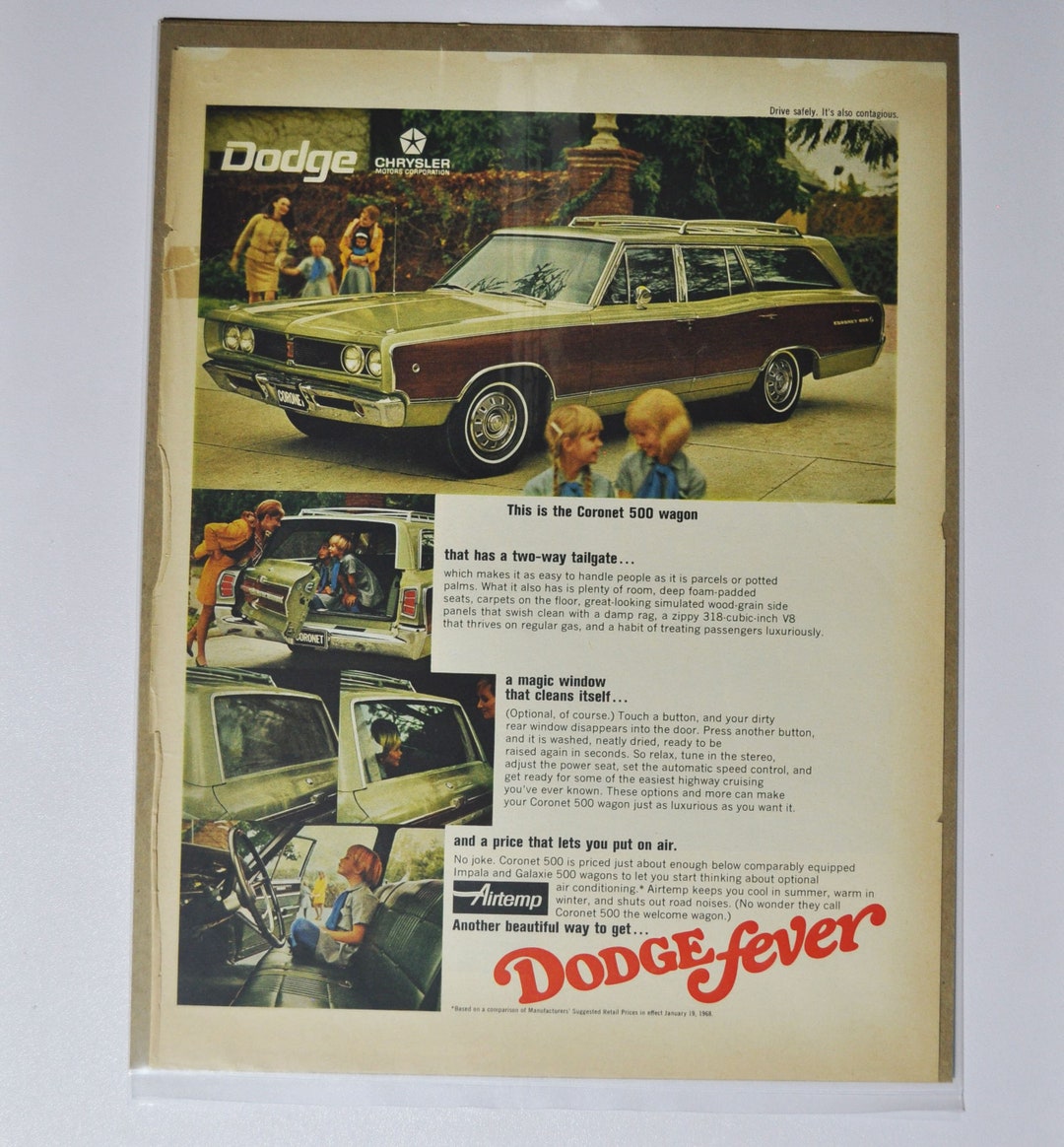 Large Car Ad 1968 Dodge Coronet 500 Wagon (motor Company Classic Old ...
