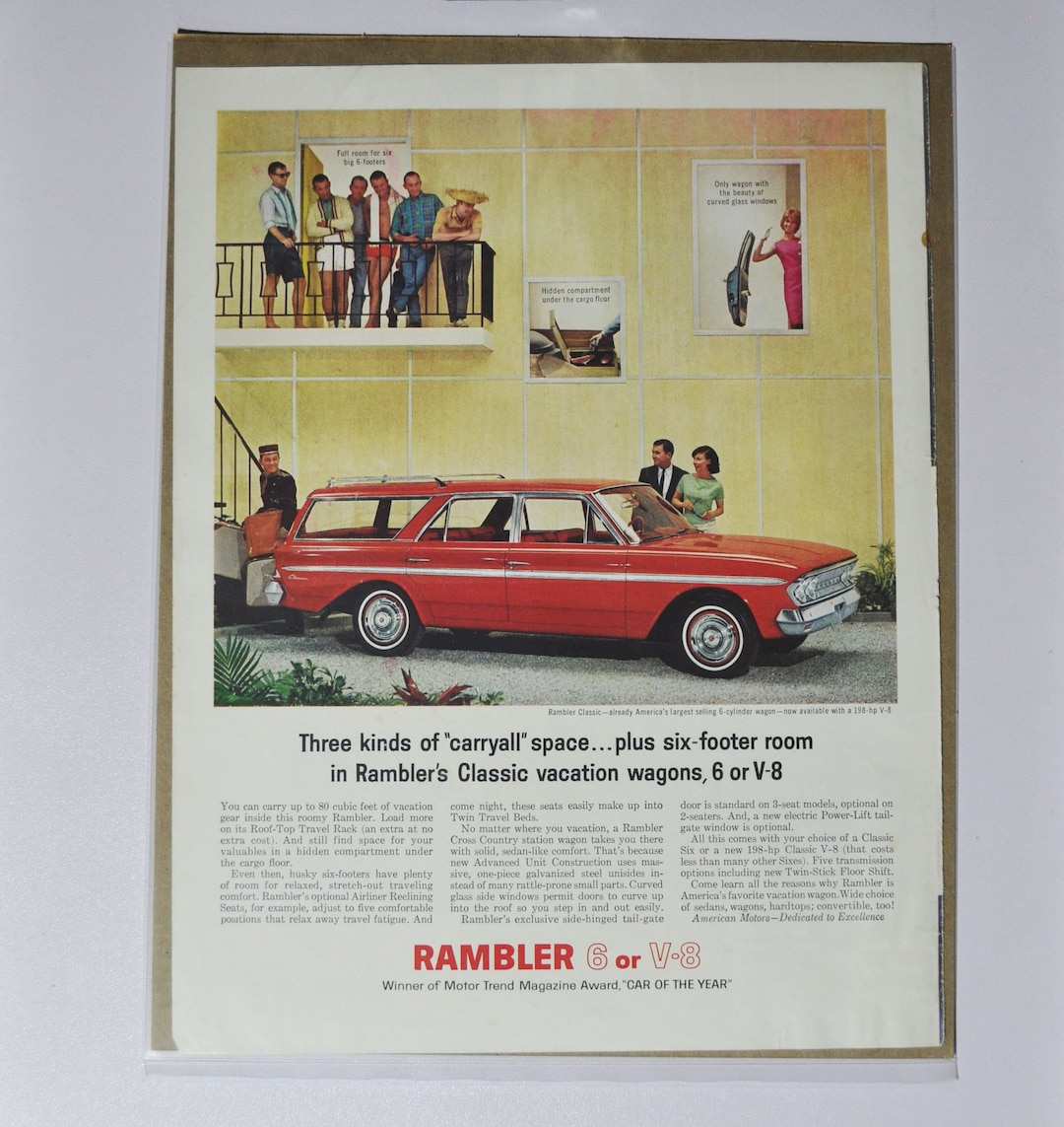 Large Car Ad AMC Rambler Classic Six Cross Country Wagon (american ...