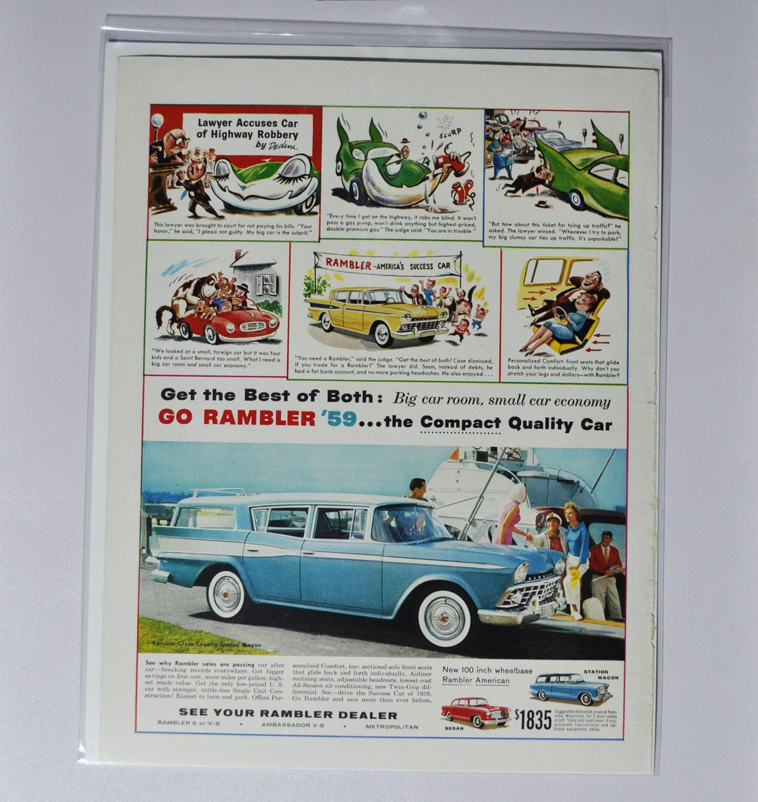 Large Car Ad 1959 AMC Rambler Cross Country Station Wagon (american ...