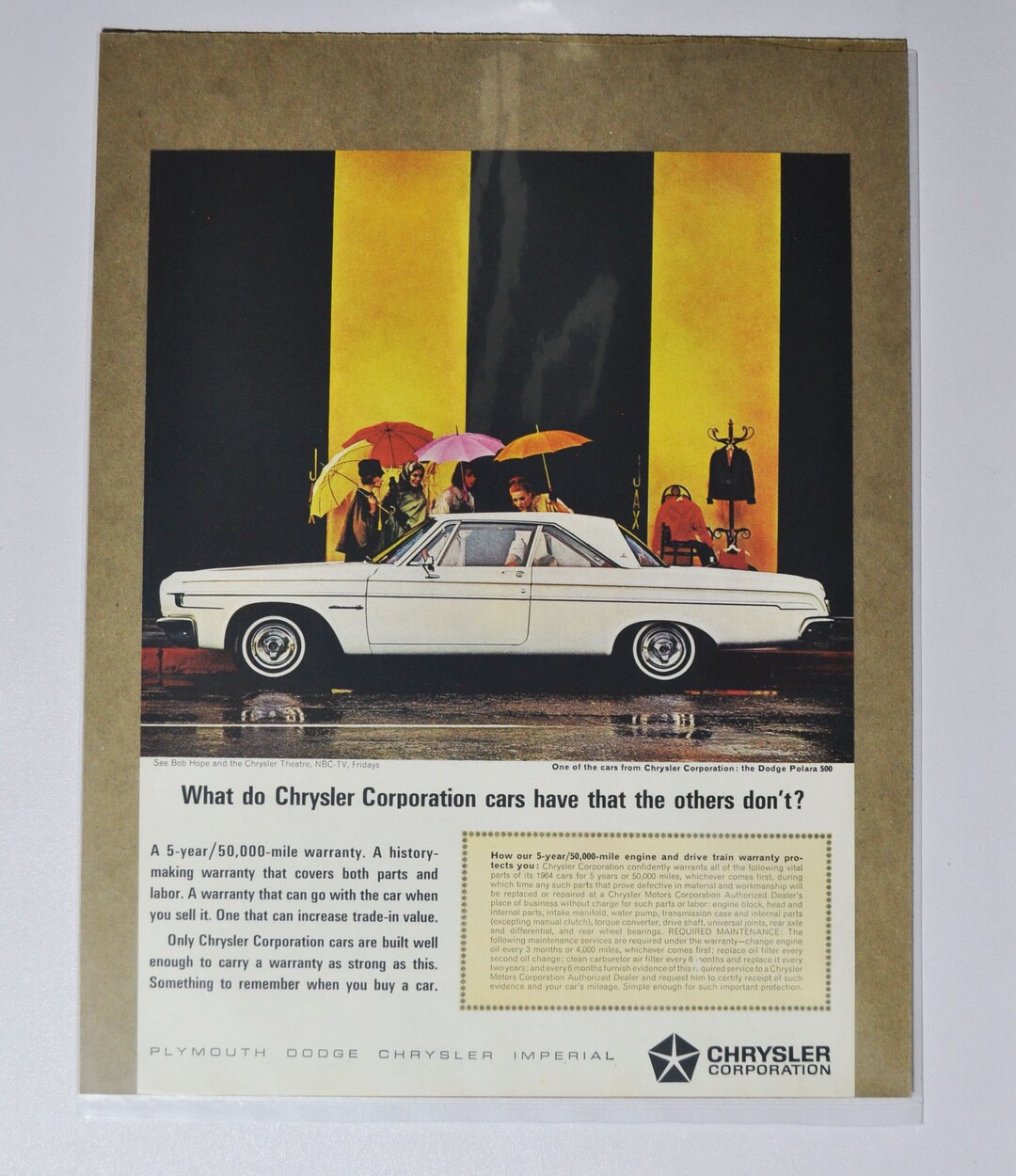 Large Car Ad 1964 Dodge Polara 500 (motor Company Classic Old Photo ...