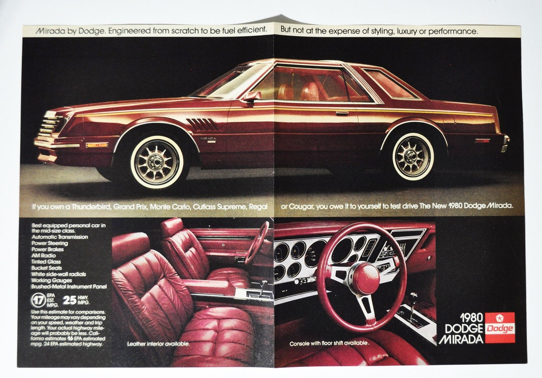 2-page Car Ad 1980 Dodge Mirada (chrysler Motor Company Classic Old ...