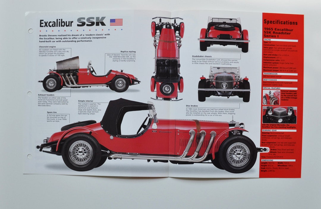 Spec Sheet Excalibur SSK (1965) (car, Photo, Stat, Info, Specs ...