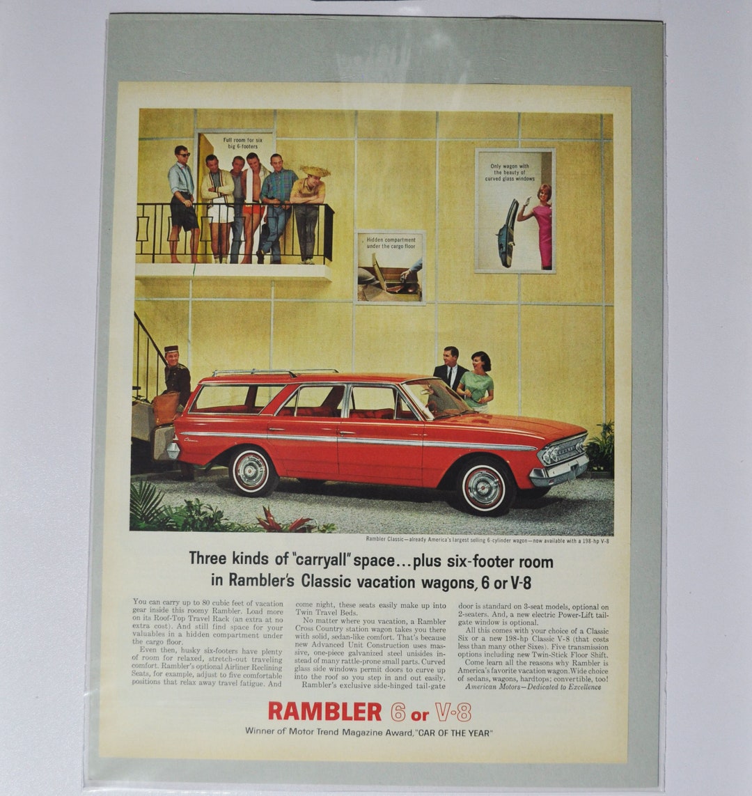 Large Car Ad AMC Rambler Classic Six Cross Country Wagon (american ...