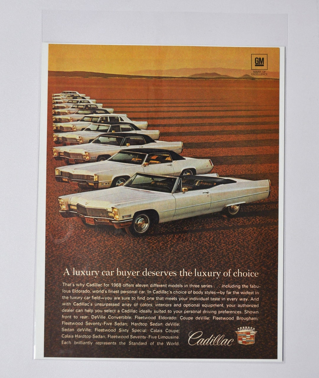 Car Ad 1968 Cadillac Lineup (motors Company Classic Old Photo ...