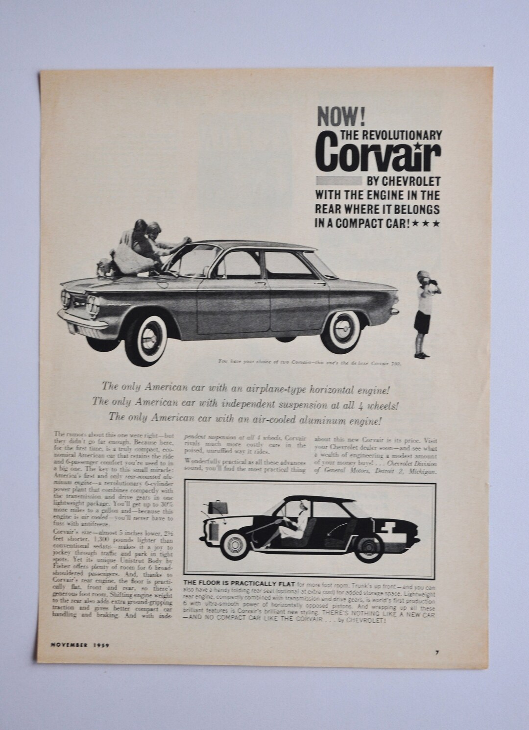 Car Ad 1959 Chevrolet Corvair 700 (motor Company Old Classic Photo ...
