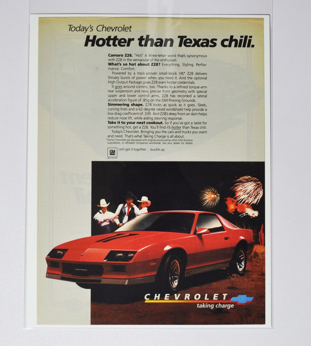 Car Ad Chevrolet Camaro Z28 general Motors Company Classic Old Photo ...
