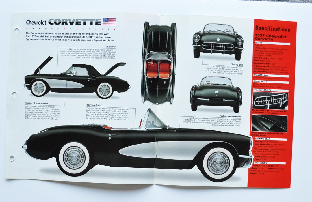 Spec Sheet Chevrolet Corvette (1956-1957) (car Auto Photo Stat, Info ...