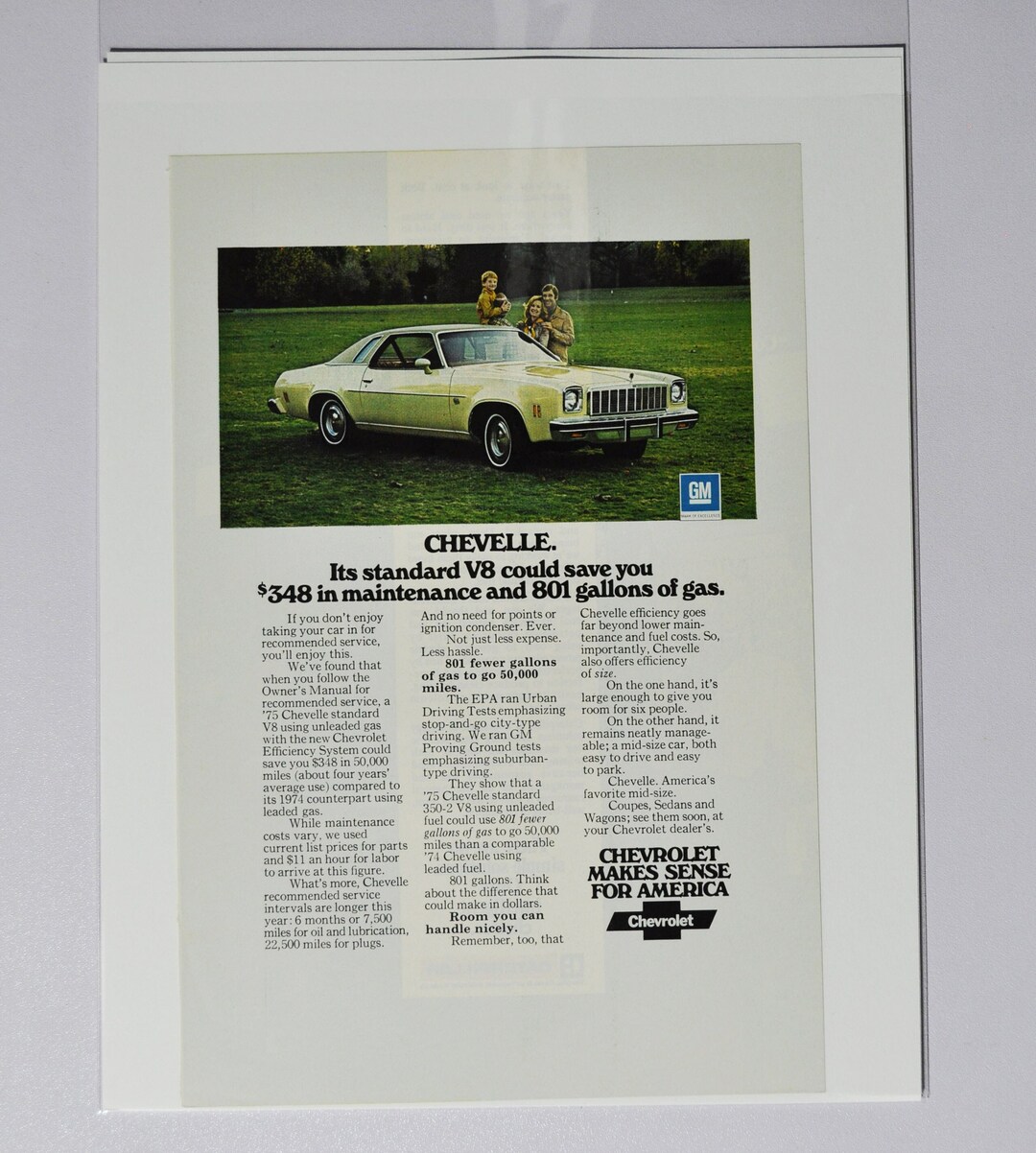 Car Ad 1975 Chevrolet Chevelle (general Motors Company Classic Old ...