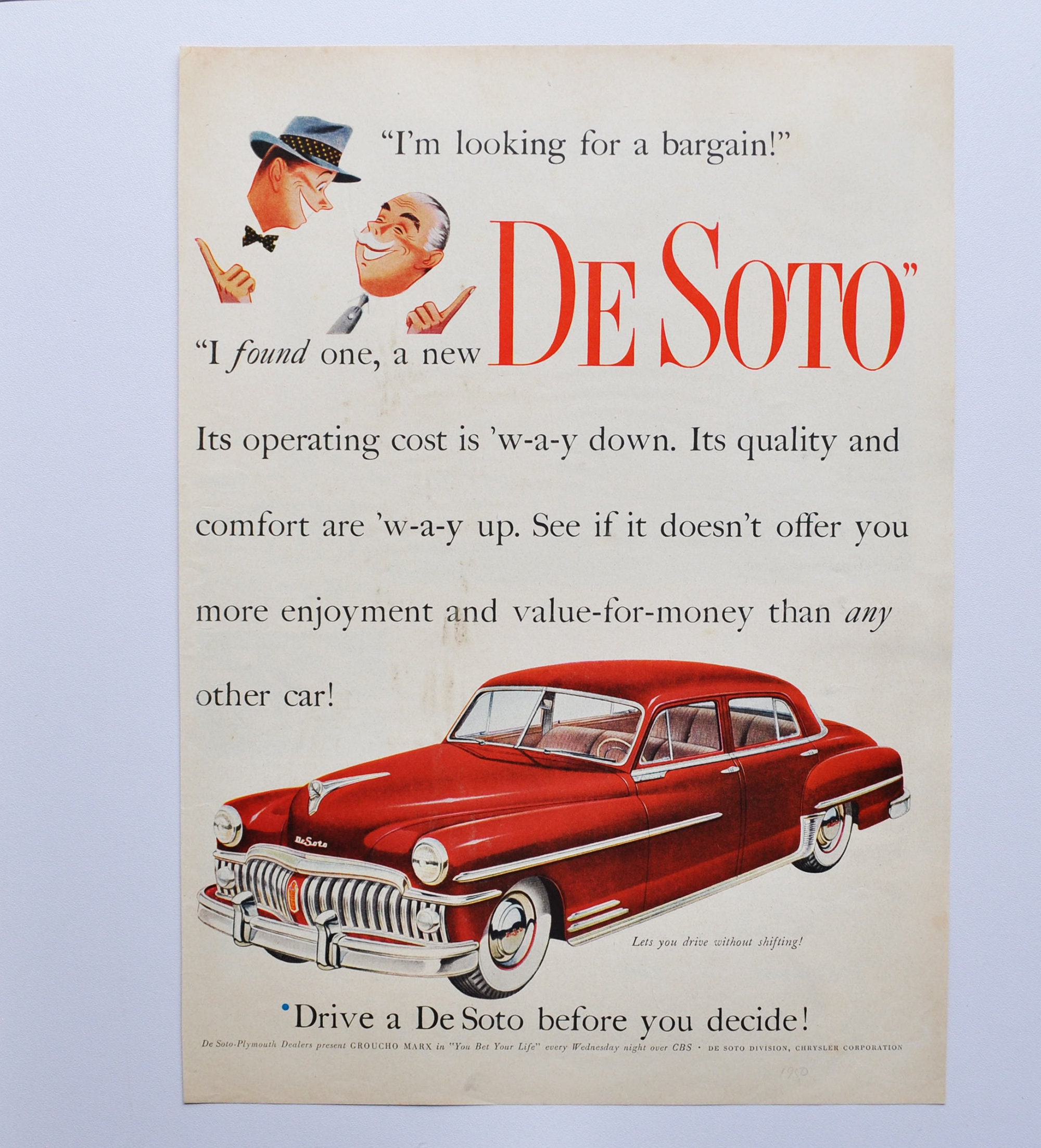 Large Car Ad 1950 Desoto motor Company Classic Old Photo - Etsy