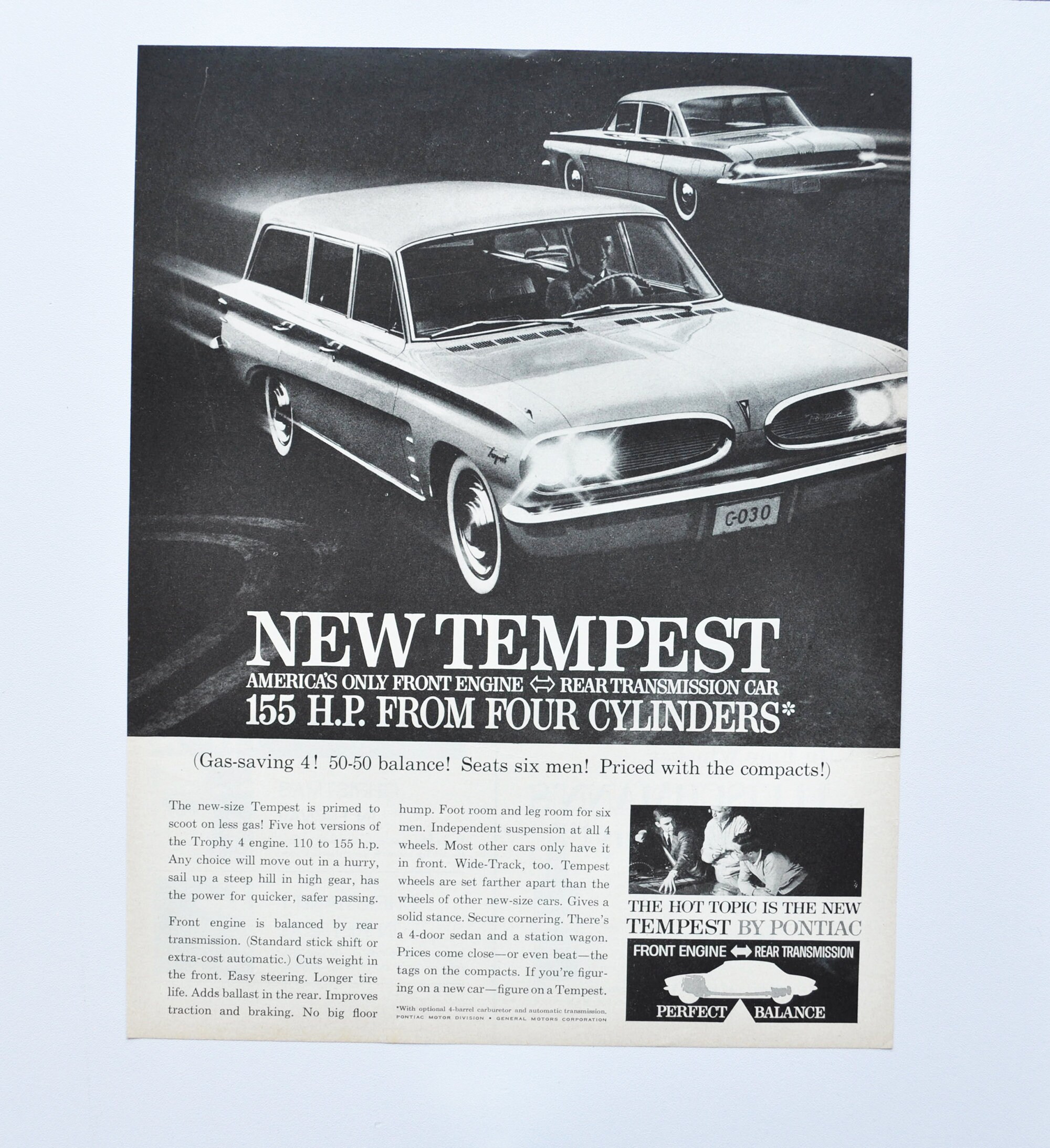Large Car Ad 1960 Pontiac Tempest (GM General Motors Company Classic ...