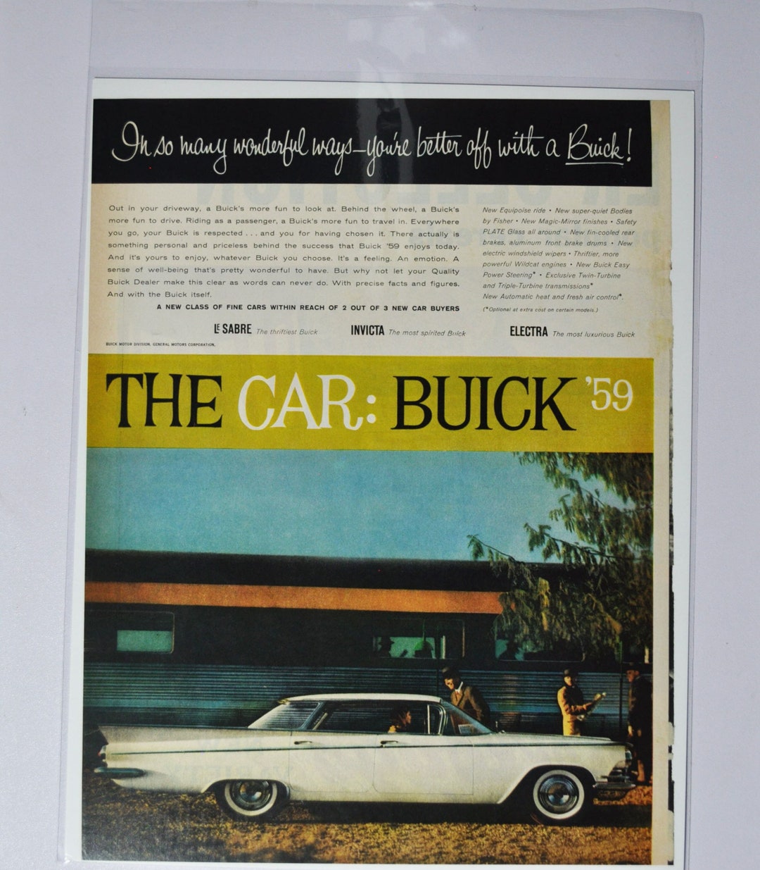 Large Car Ad 1959 Buick (general Motors Company GM Old Vintage Classic ...
