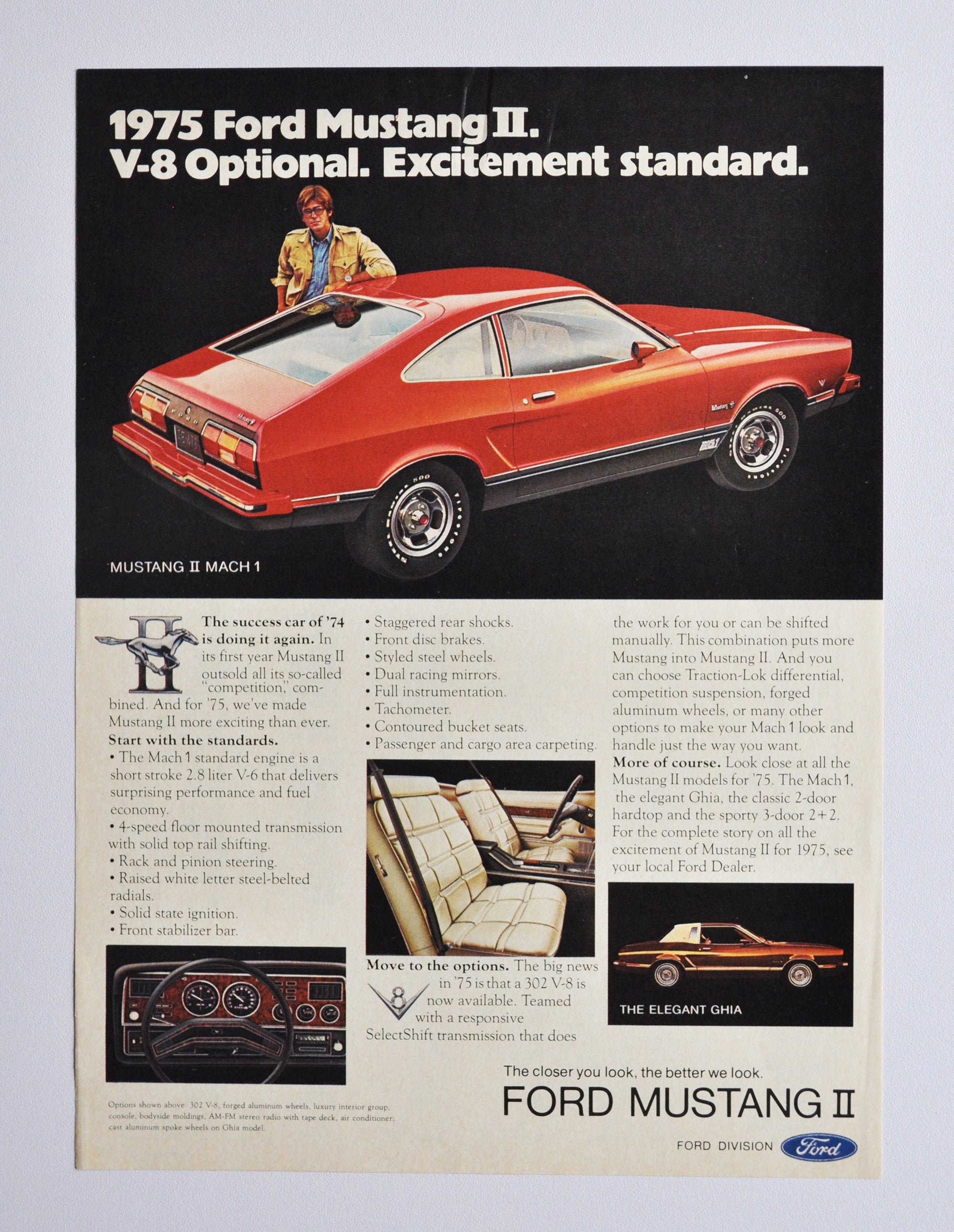 Car Ad 1975 Ford Mustang II 2 Mach 1 (motor Company Classic Old Photo ...