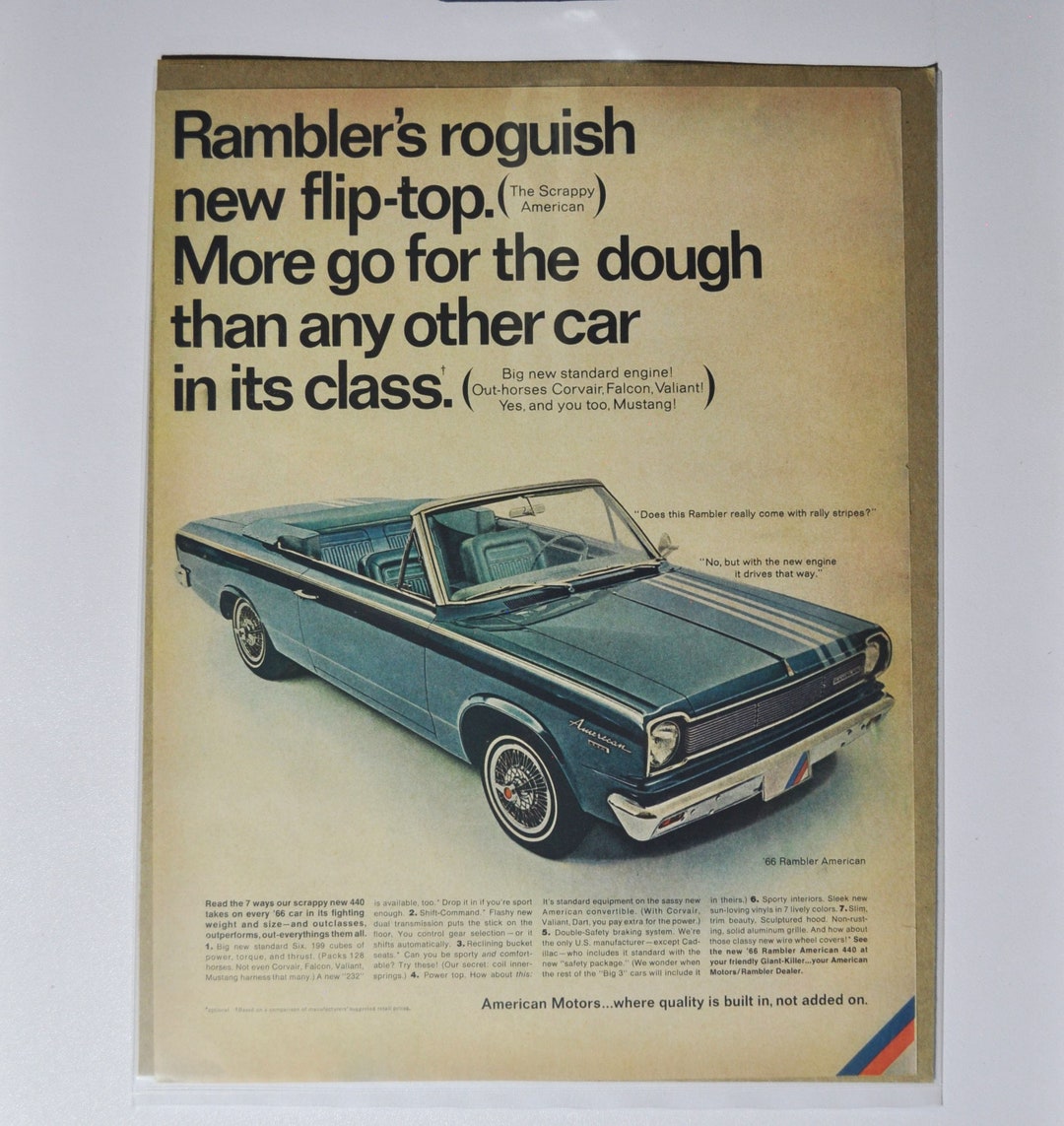 Large Car Ad 1966 AMC Rambler American 440 (american Motors Company ...