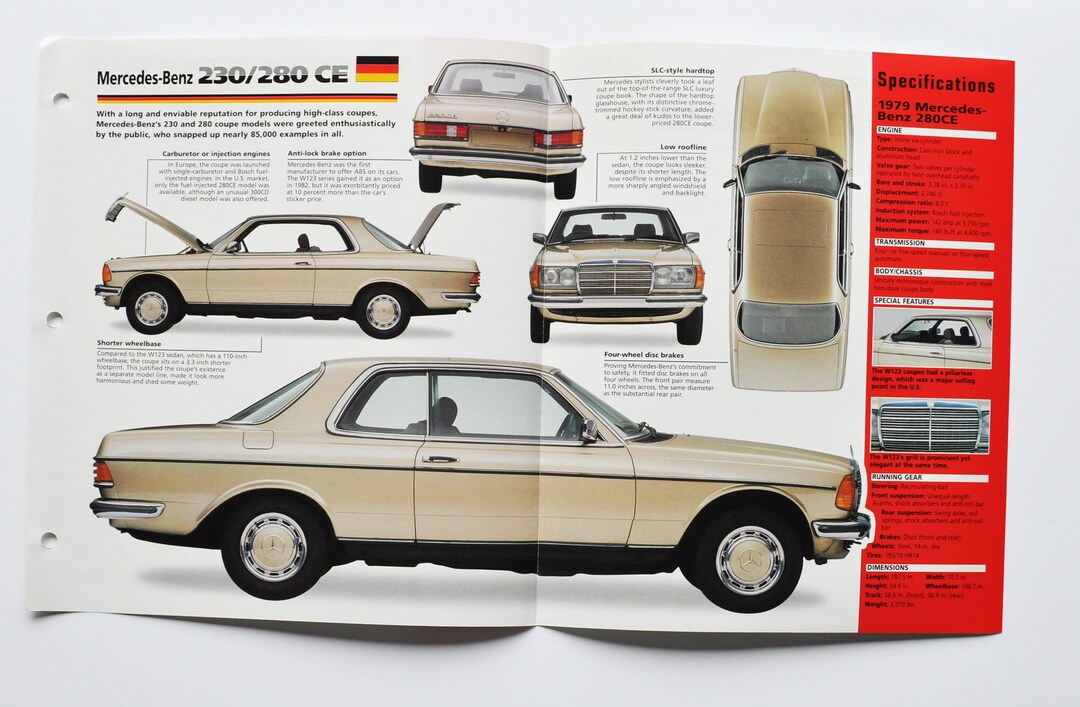 Spec Sheet Mercedes-benz 230/280 CE 1977-1985 car Photo Stats Info ...