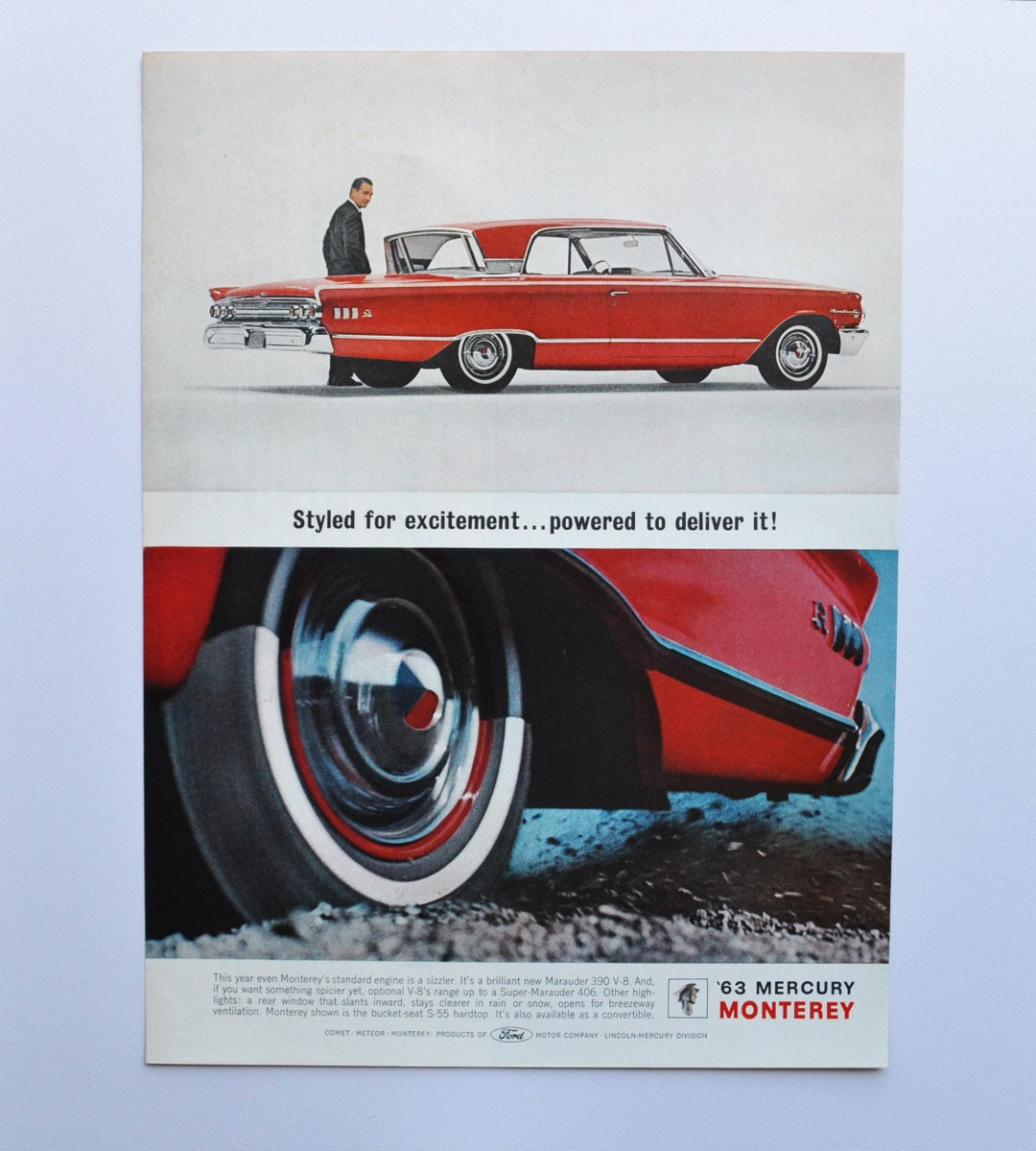 Large Car Ad 1963 Mercury Monterey (ford Motor Company Classic Old ...