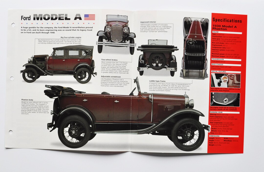 Spec Sheet Ford Model A 1928-1931 car Photo Stat Motor Info - Etsy
