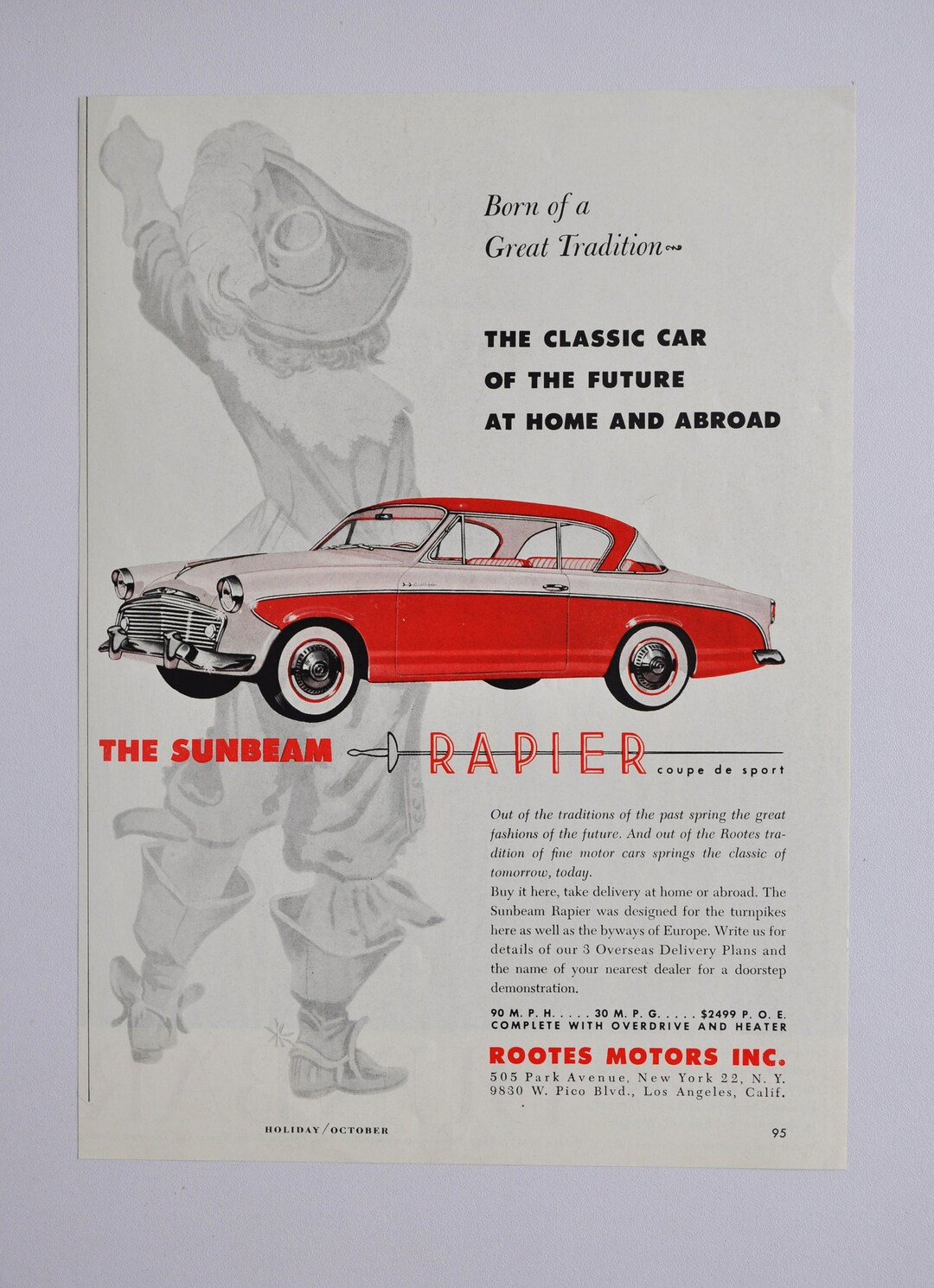 Car Ad 1960's Sunbeam Rapier (luxury Motorcar Classic Old Photo ...