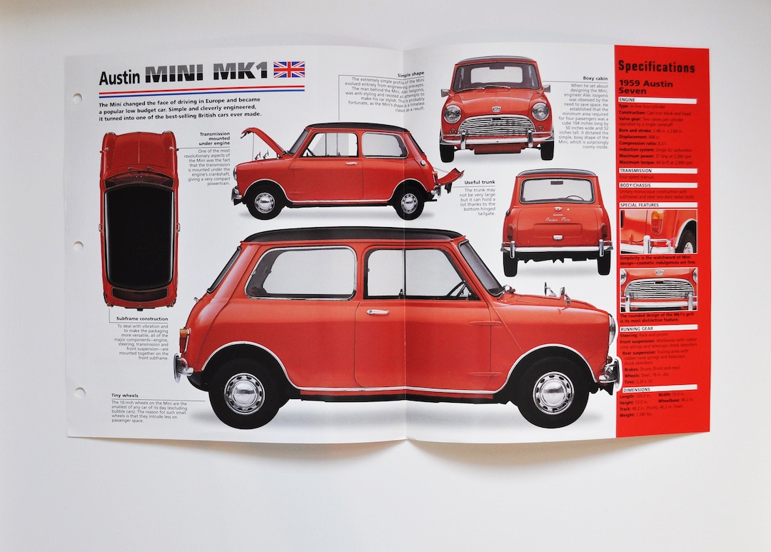Spec Sheet Austin Mini MK1 (1959-1967) (car, Photo, Stat Info Specs ...